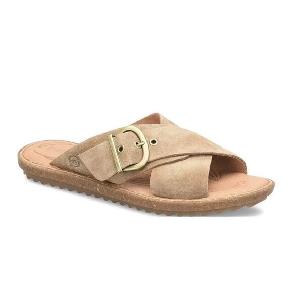Born | Shoes | Born Size 8 Rio Taupe Suede Leather Criss Cross Slide ...